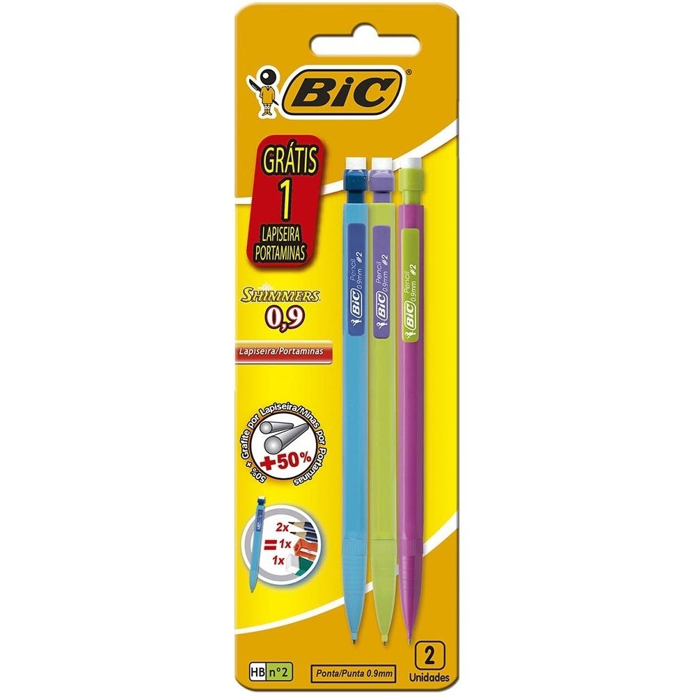 Lapiseira Bic Shimmers 0.9mm Cores Sortidas Leve 3 Pague 2, Escritório ...